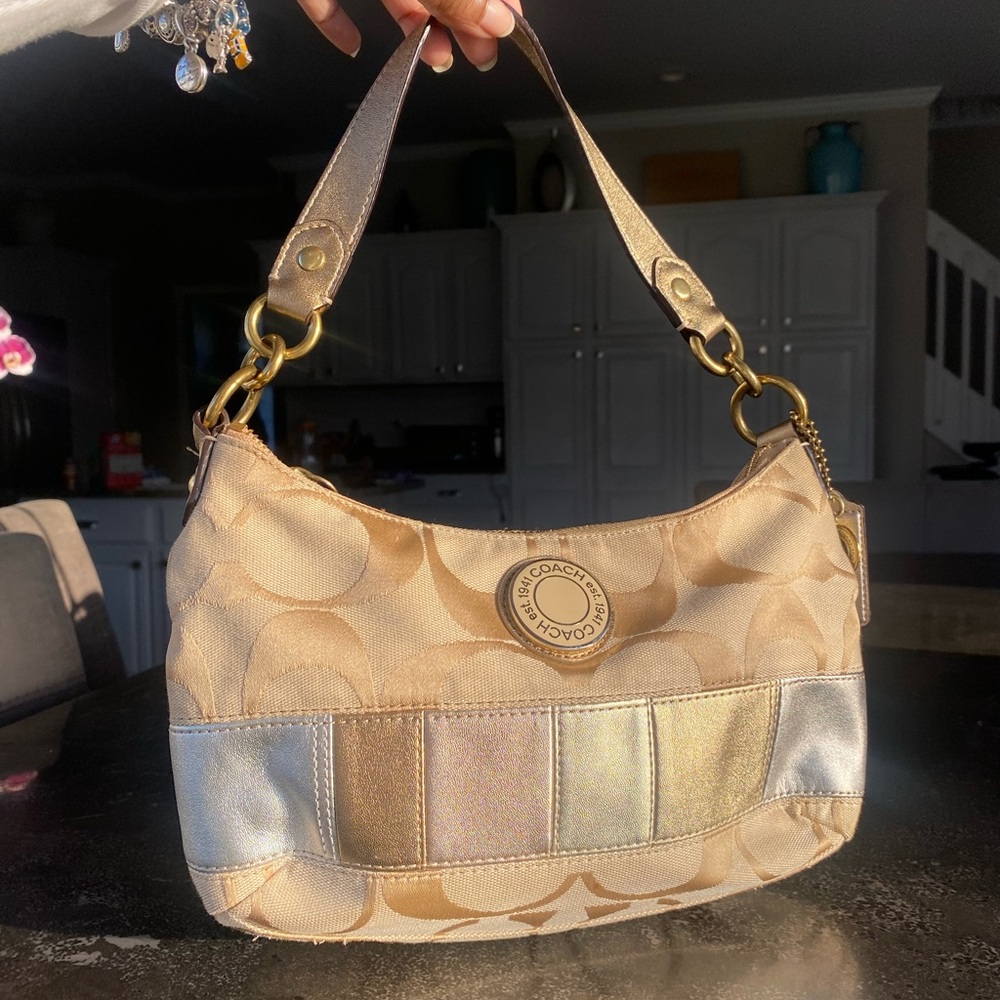 Rare Vintage Coach Y2k Signature Canvas Gold & Cream … - Gem